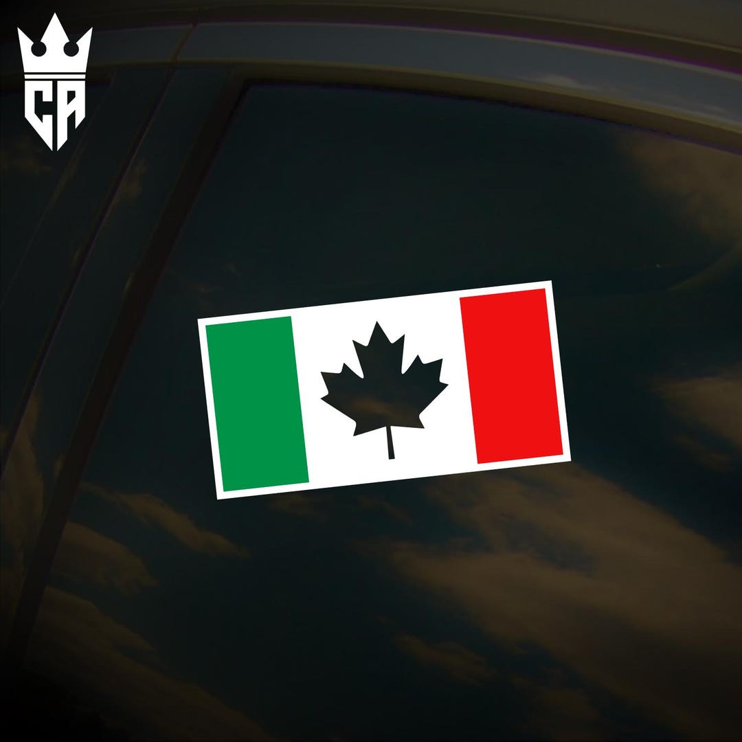 Italian Canadian Flag Car Window Sticker, Die-cut Vinyl Decal - Etsy