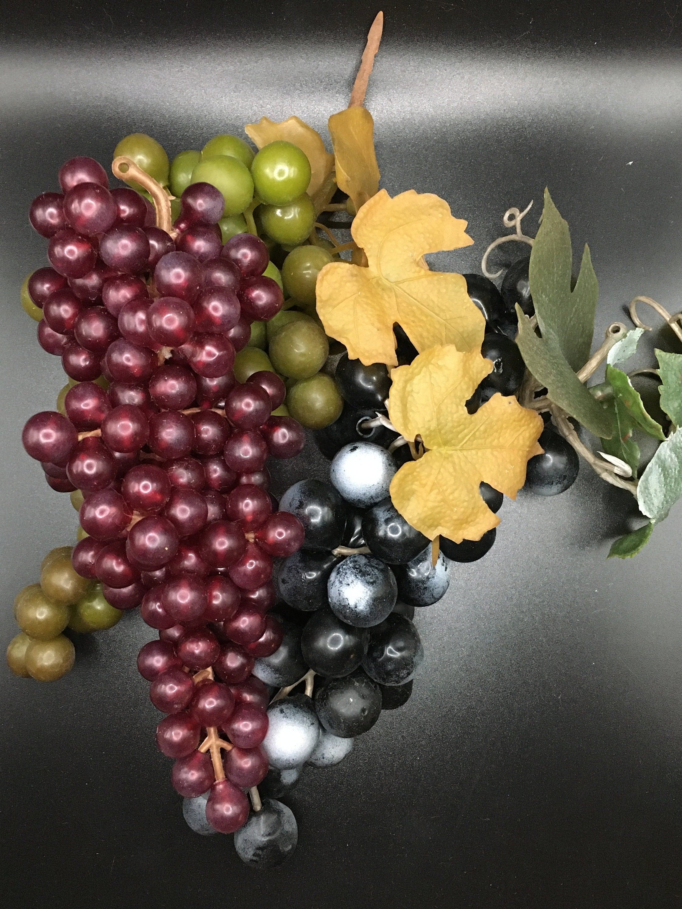 Millinery Vintage Grape Clusters Plastic 3 Bunches Retro Home Table ...