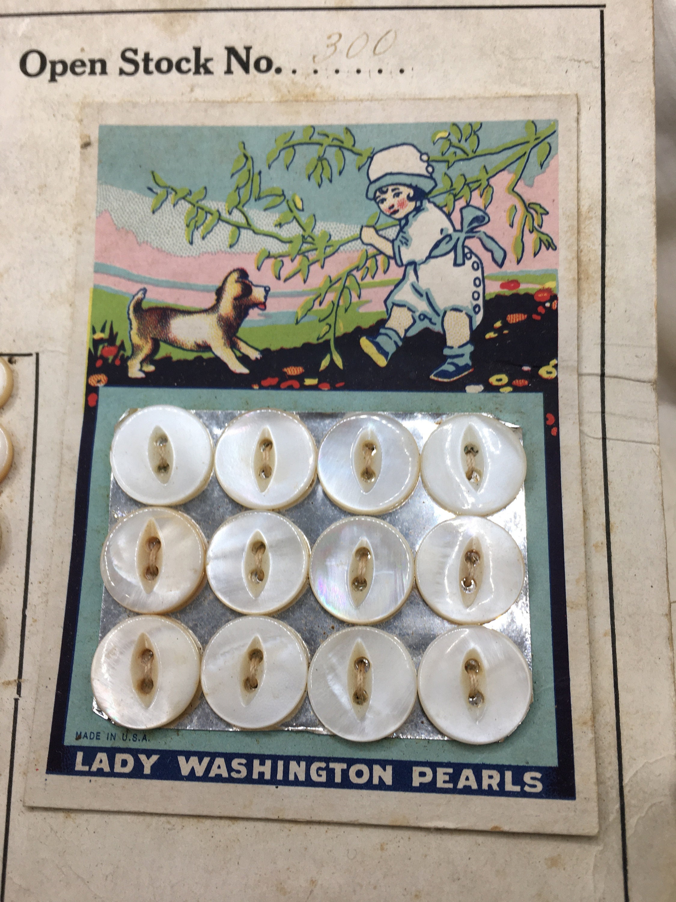 Antique Pearl Button Salesman Sample Card Original Litho Print ...