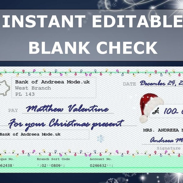 Christmas Cheque Template - Etsy UK