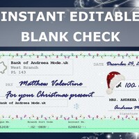 Printable Cheque From Santa Template, Digital Christmas Money Gift ...
