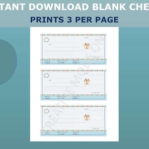 INSTANT EDITABLE and PRINTABLE Blank Check, Birthday Gift, Celebration ...