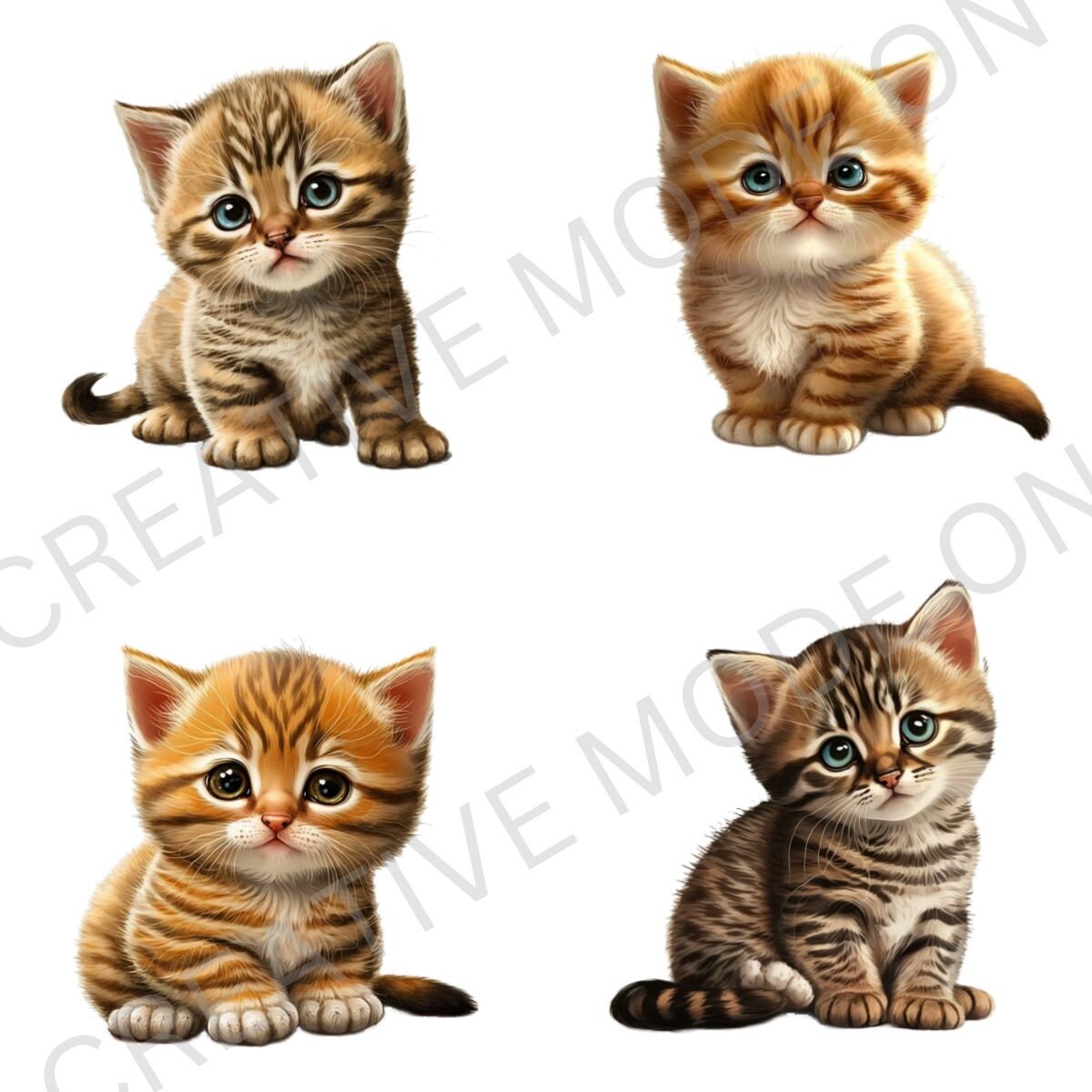 Cute Kitten CLIP ART | 12 High Quality PNG Files | Transparent ...