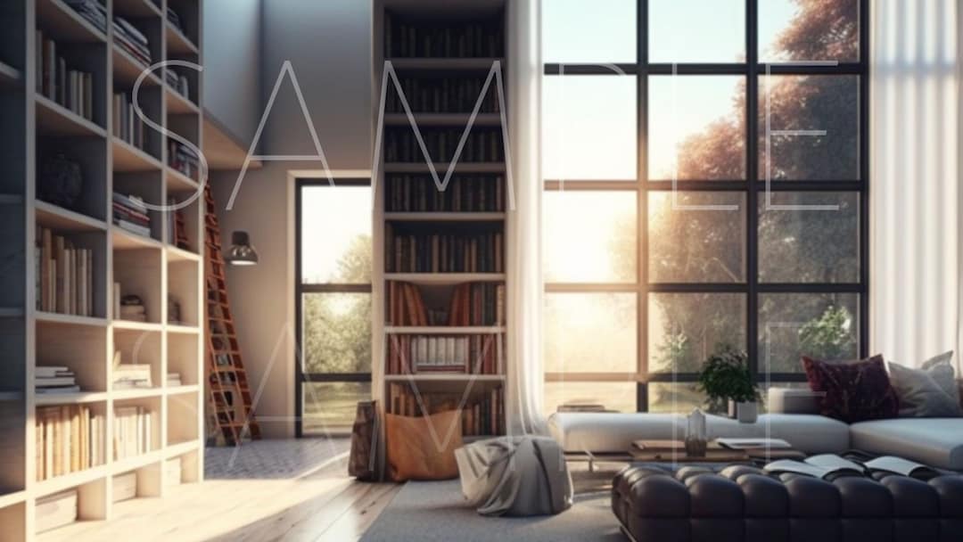 Zoom Virtual Background | Bookcase | Home Office | Professional ...