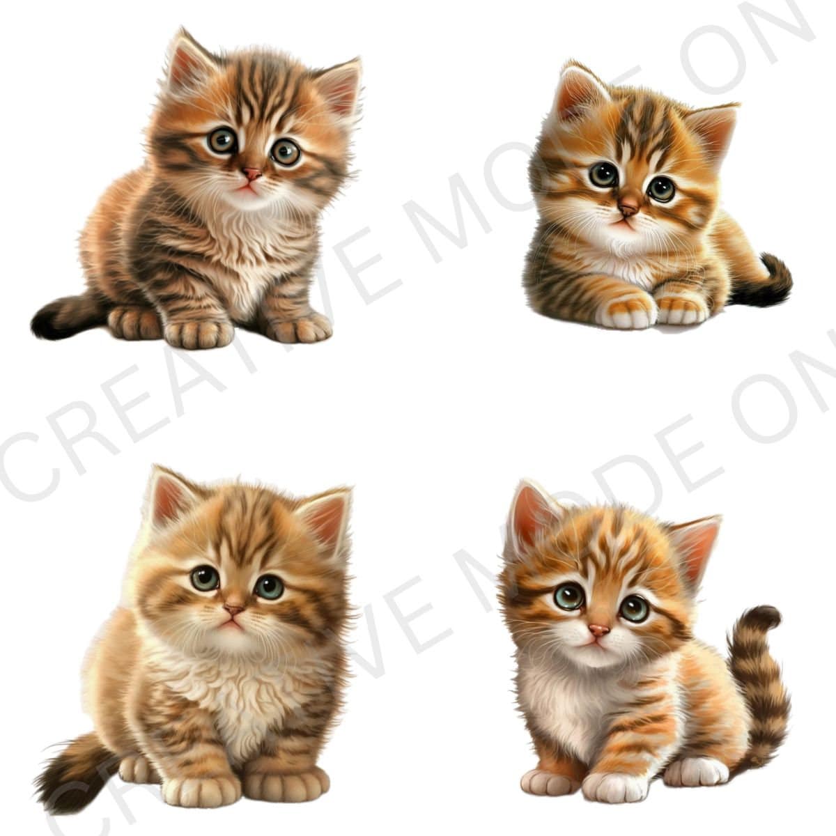 Cute Kitten CLIP ART | 12 High Quality PNG Files | Transparent ...