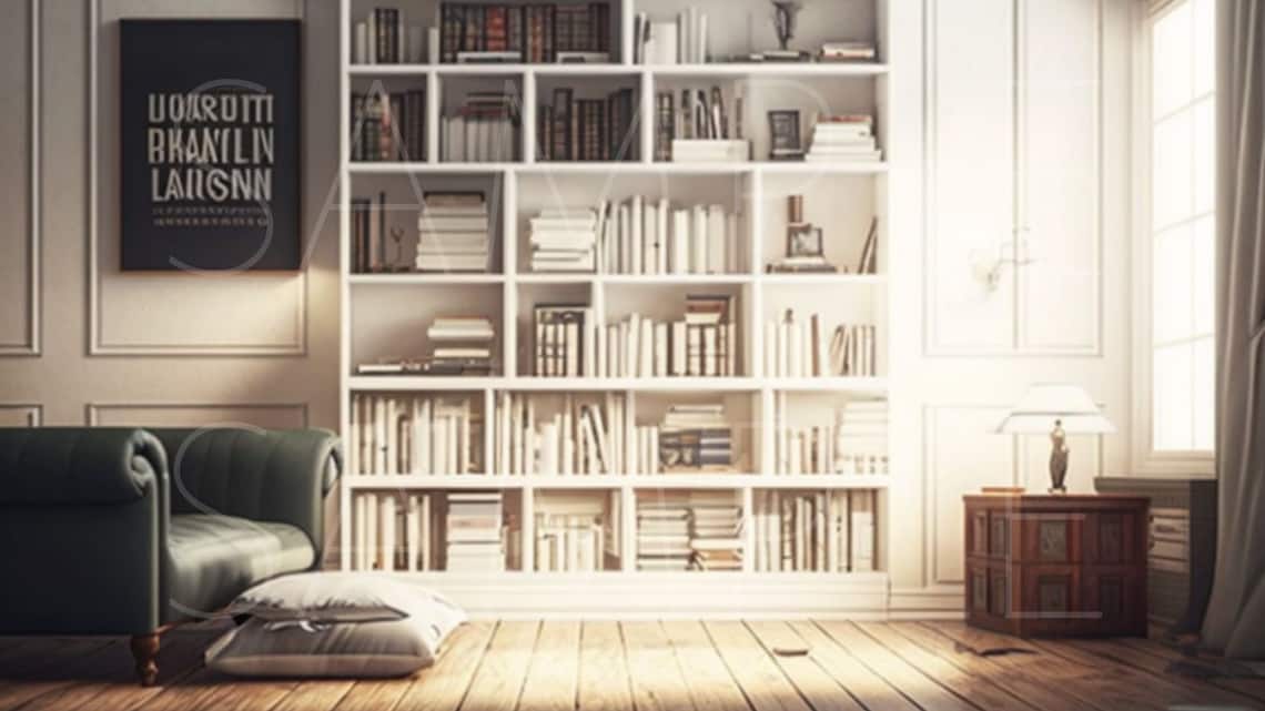 Zoom Virtual Background | Bookcase | Home Office | Professional ...