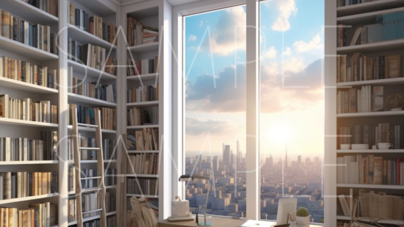 Zoom Virtual Background | Bookcase | Home Office | Professional ...