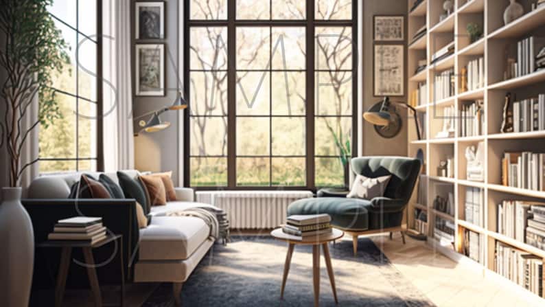 Zoom Virtual Background | Bookcase | Home Office | Professional ...