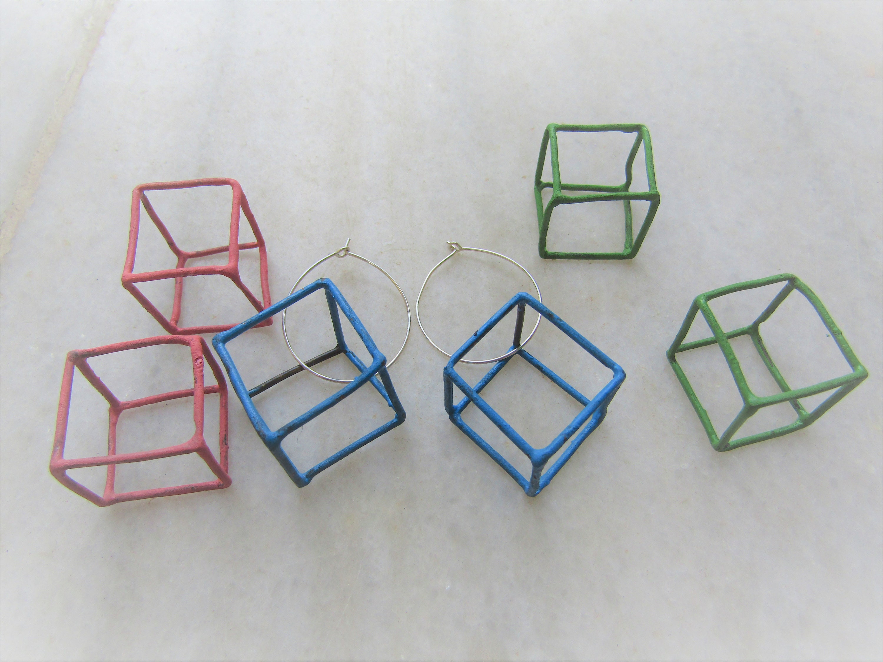 Cube Earrings Cube Jewelry Geometric Jewelry Long Earrings - Etsy New ...