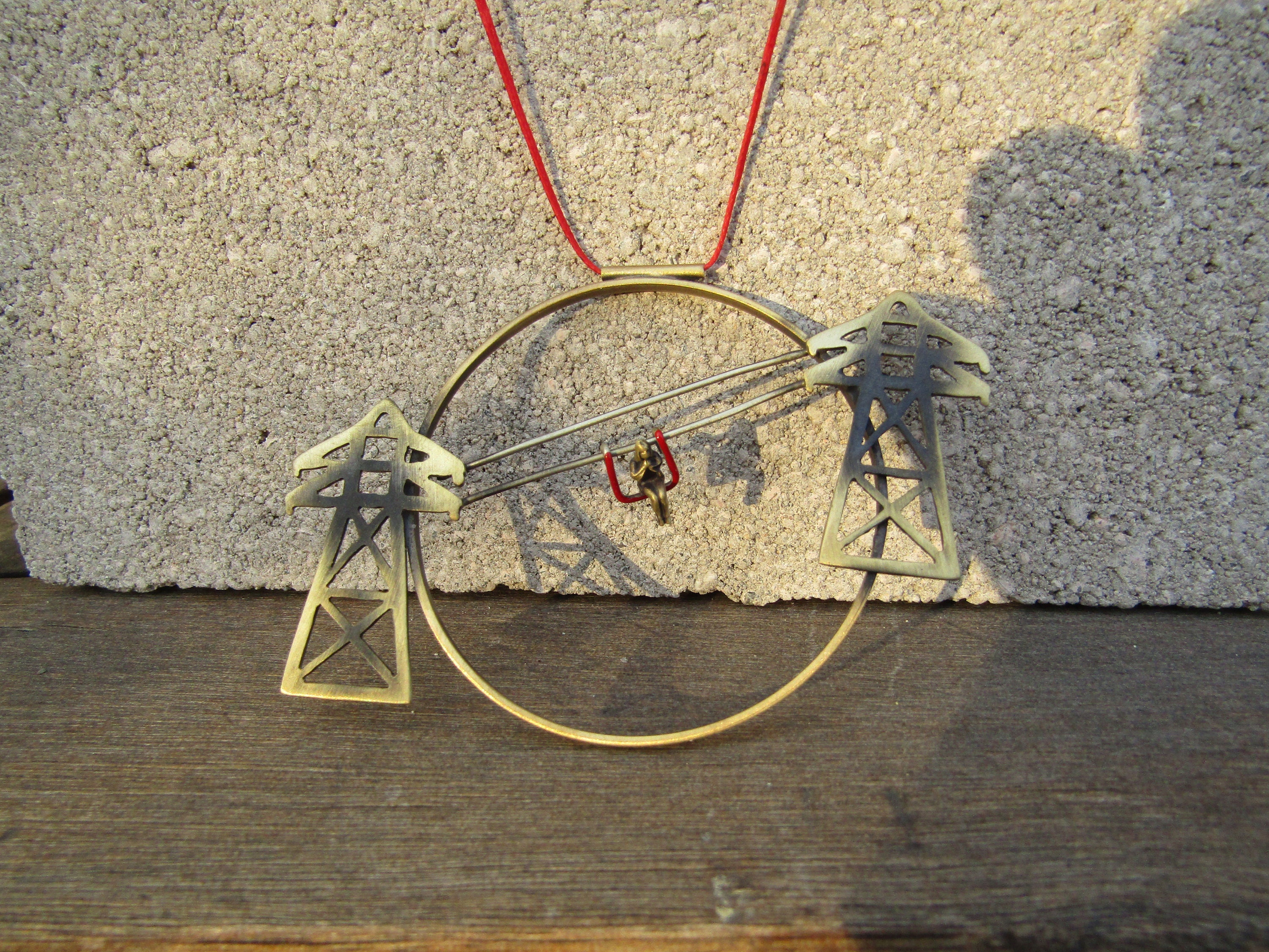 Steampunk Ski Lift Necklace: Electric Pylon Jewelry, Gift for Skier - Etsy