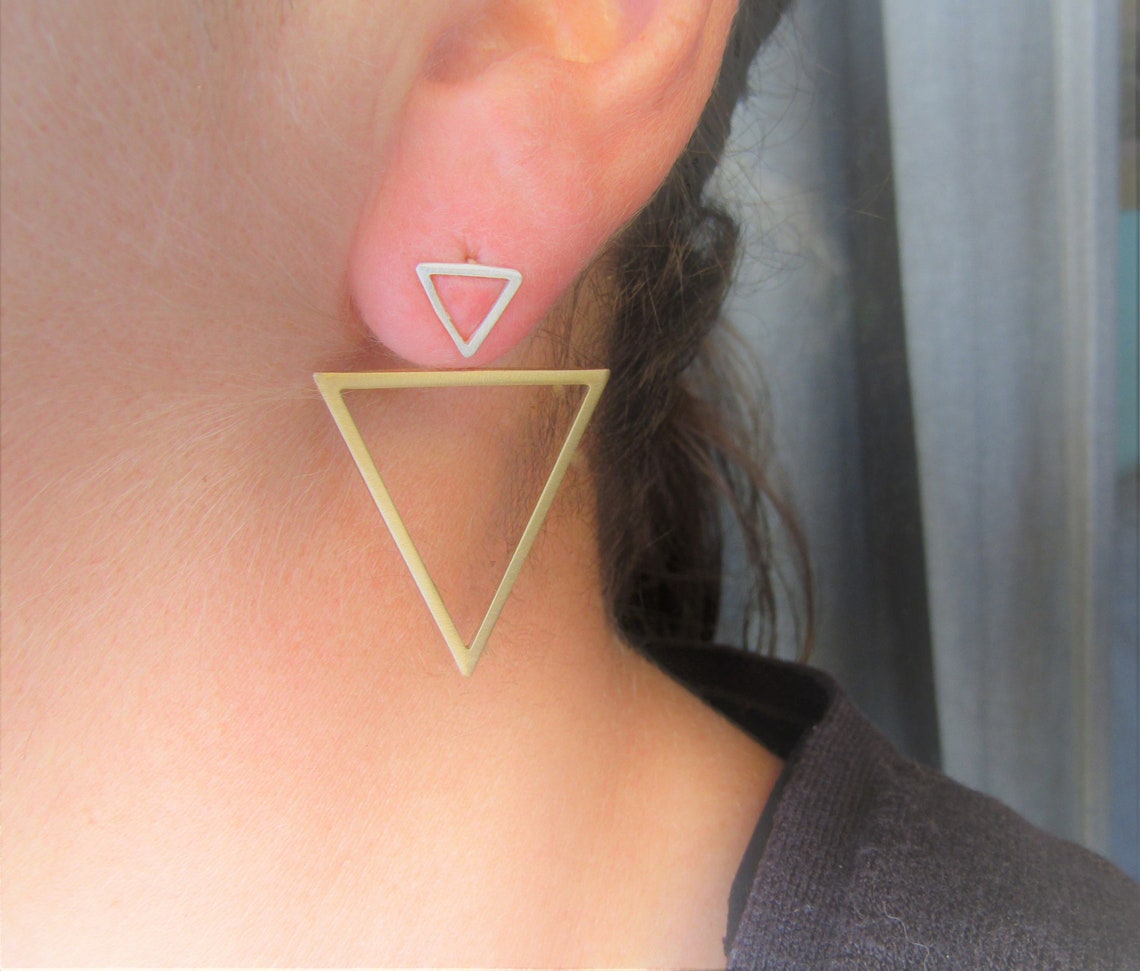 Triangle Earrings Ear Jackets Triangle Jewelry Geometric - Etsy