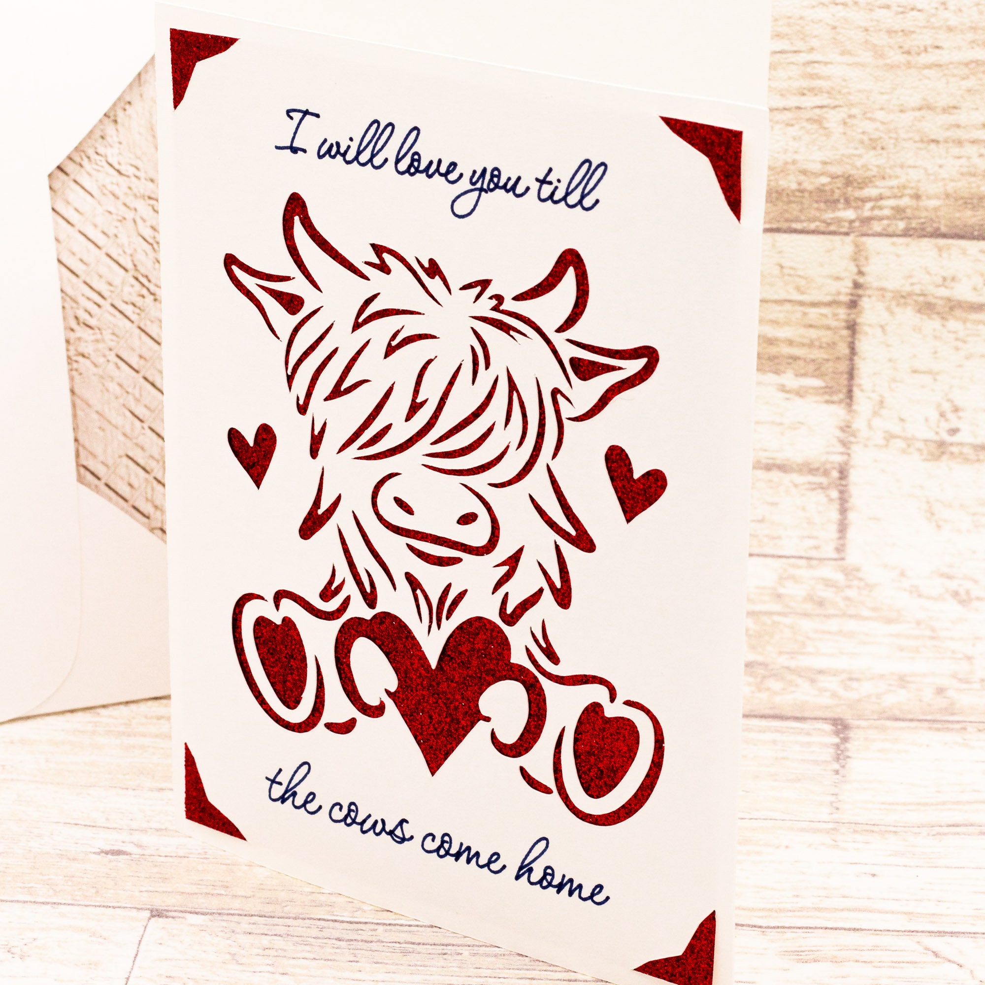 Highland Cow Valentine's Day Card SVG: Anniversary Cut File (digital ...