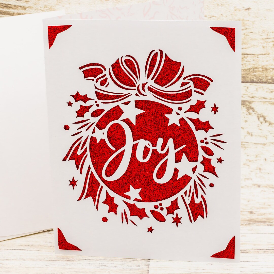 Xmas Wreath Joy SVG, Christmas Card, Cut File for Cricut - Etsy