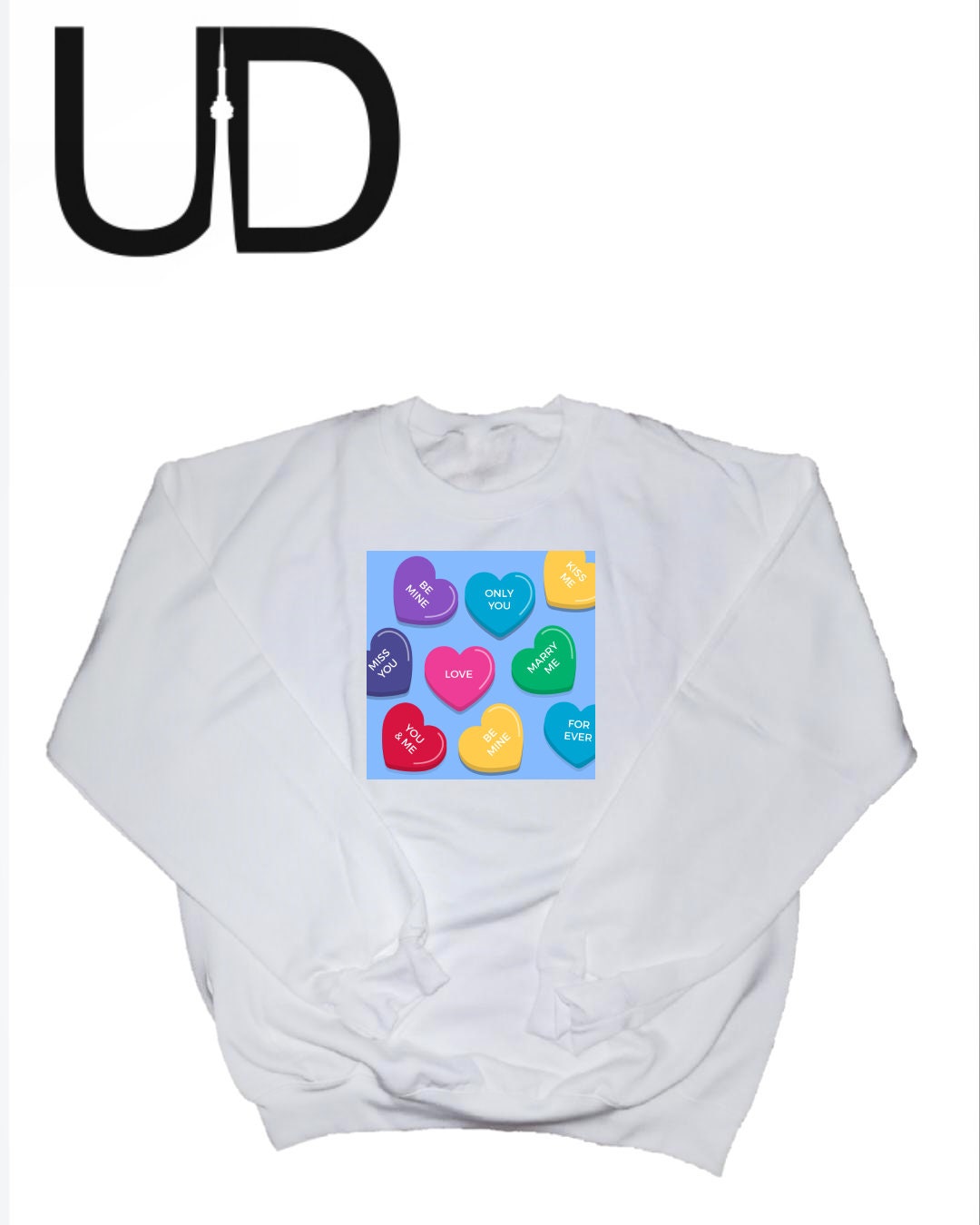 Custom Valentine's Day Candy Hearts Crewneck Sweater - Etsy