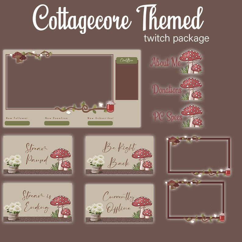 Cottagecore Themed Twitch Package/cozy/mushroom/cottagecore/gamer ...