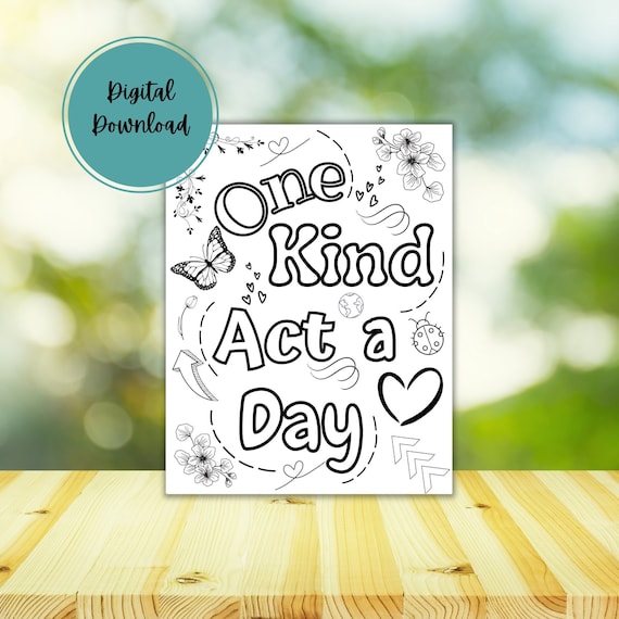 One Kind Act a Day Coloring Page - Etsy