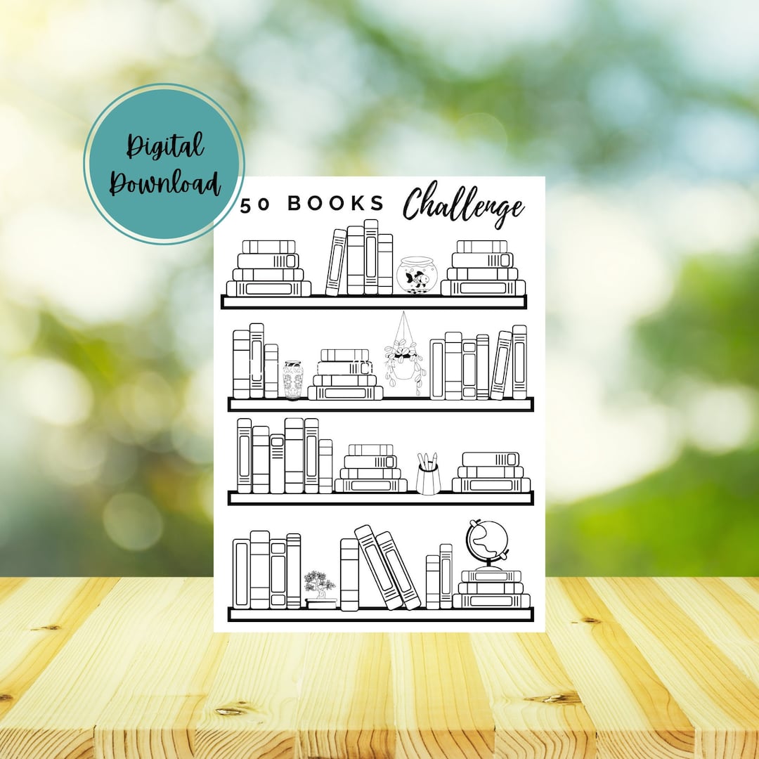 Reading Challenge, 50 Books Coloring Printable, Reading Log, Digital - Etsy