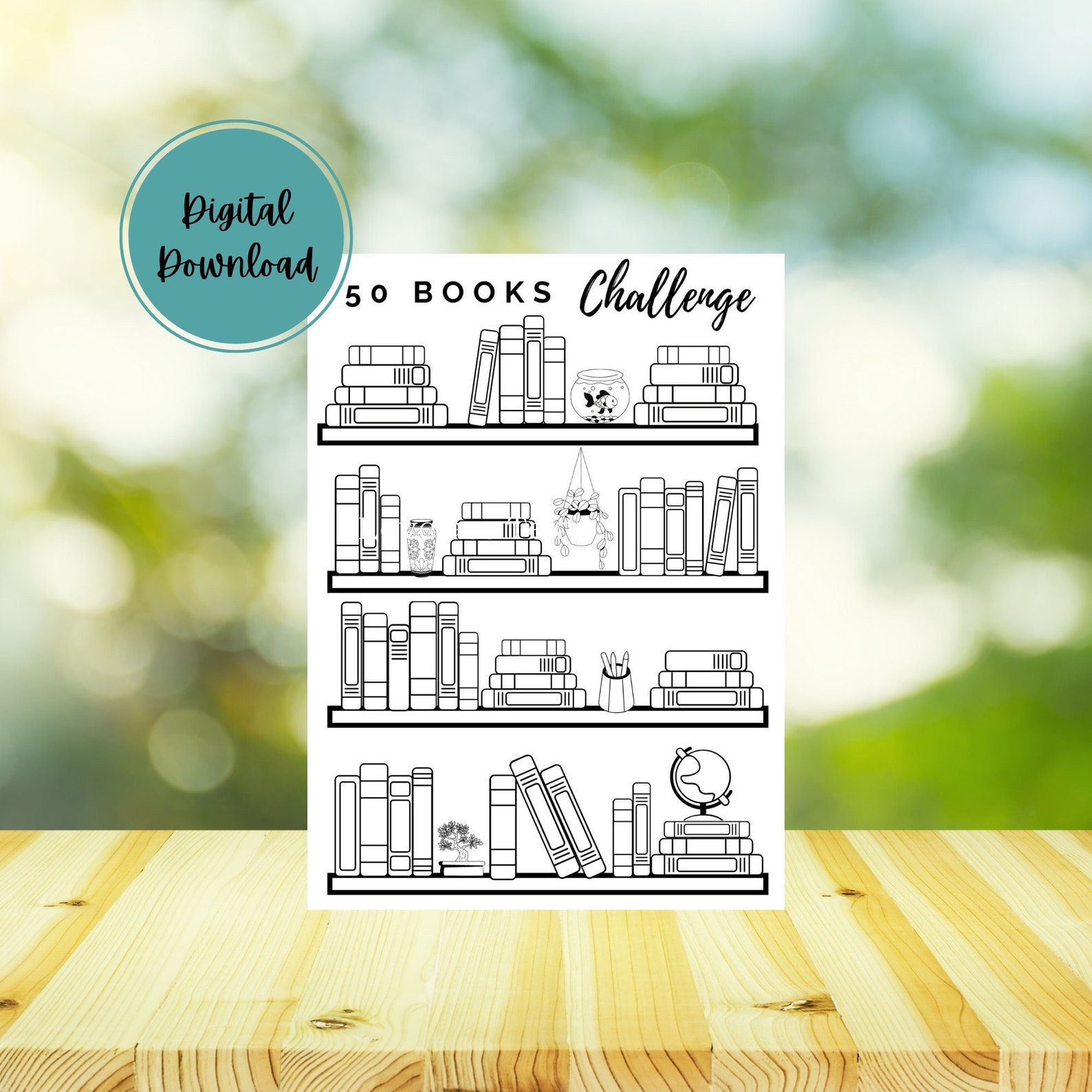 Reading Challenge, 50 Books Coloring Printable, Reading Log, Digital - Etsy