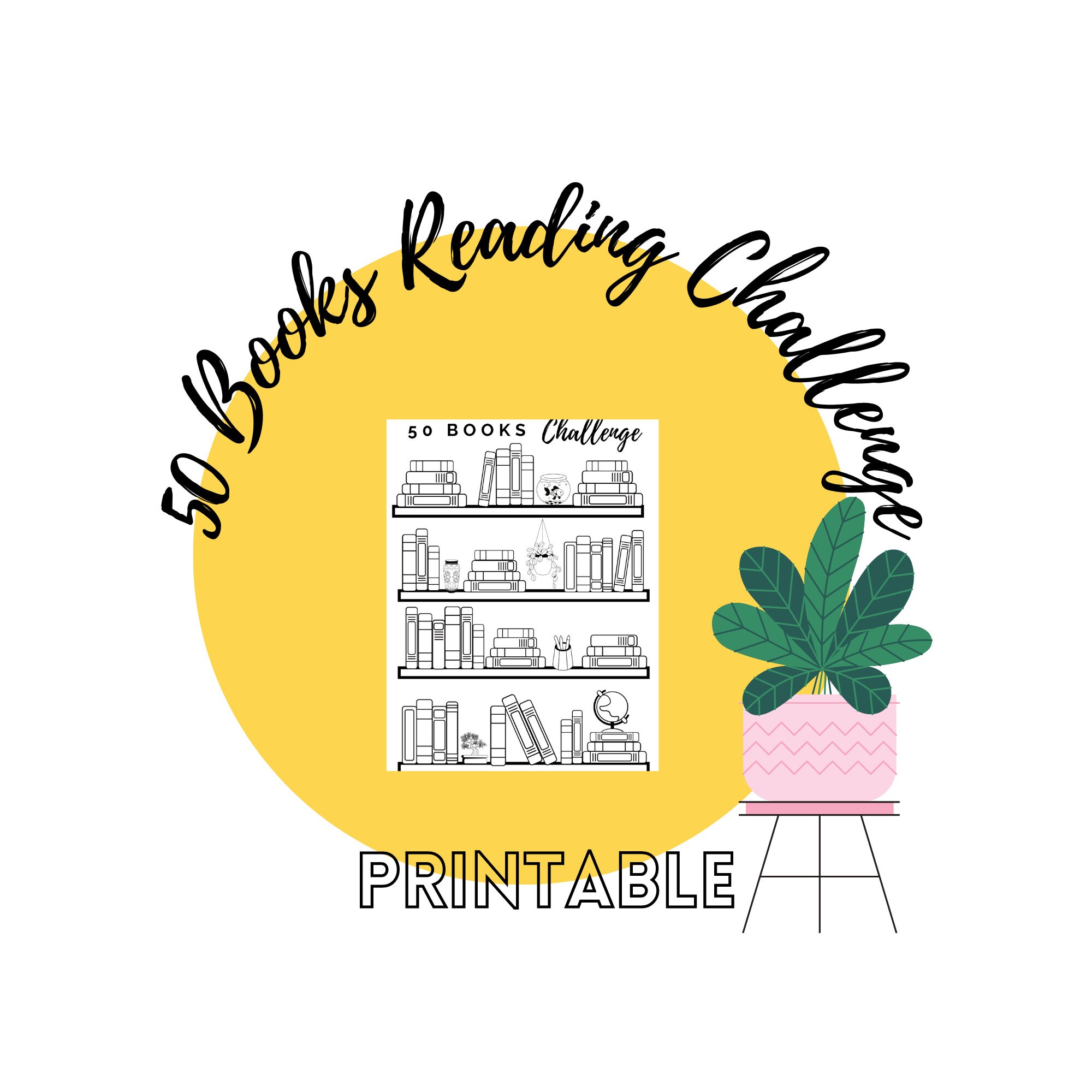 Reading Challenge, 50 Books Coloring Printable, Reading Log, Digital - Etsy