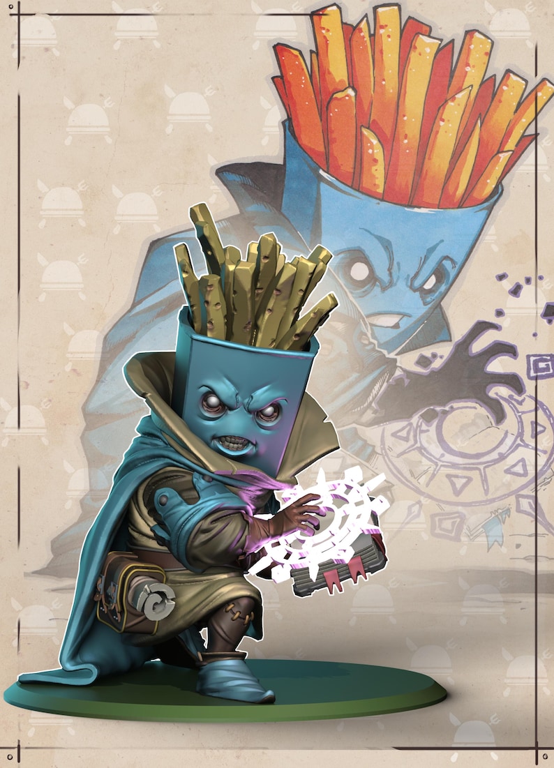 French Fries Warlock - Food Fight by Quirky Unlimited, 3d Printed Resin ...
