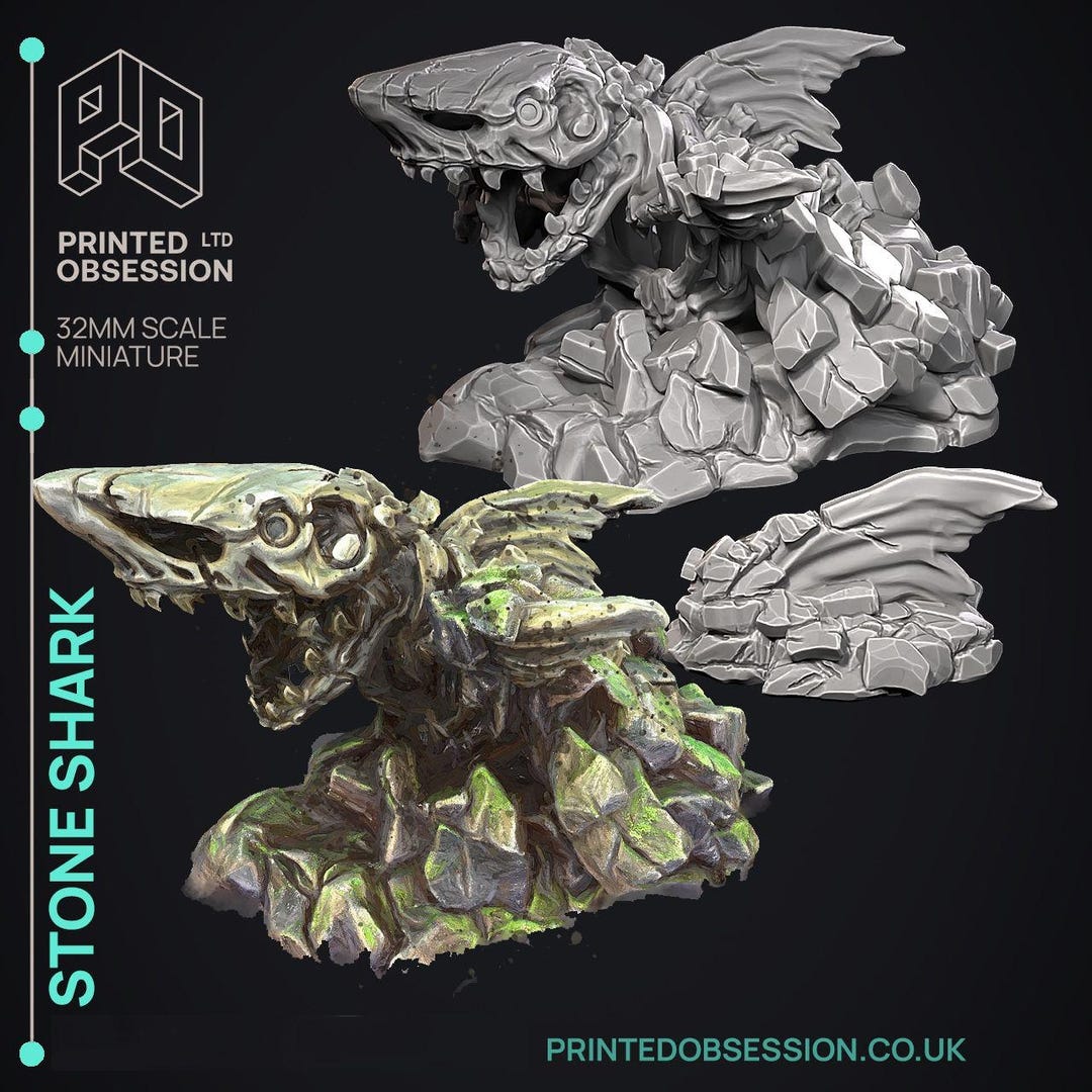 Stone Shark - Elemental Creatures by Printed Obsession, 3D Printed ...