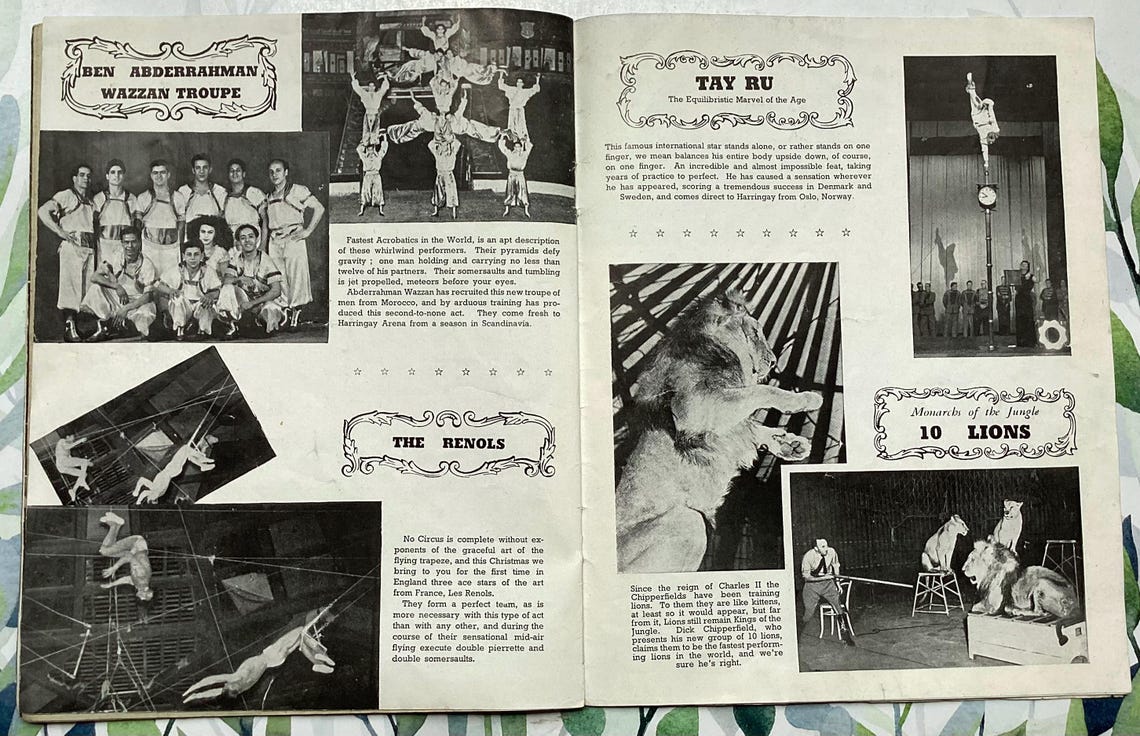 3 X Vintage Circus Original Programmes, Printed In1950's - Etsy