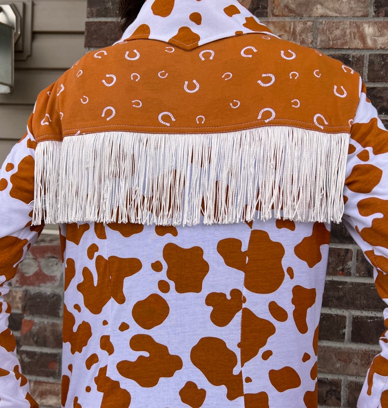 Western Wear/show Shirts/cow Print/fringe/girls Shirt/long Sleeved ...