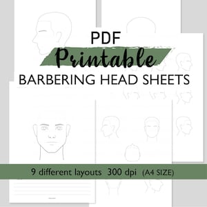 Barbering Head Sheets PDF Printable A4 Size Hairdressing Head Note - Etsy