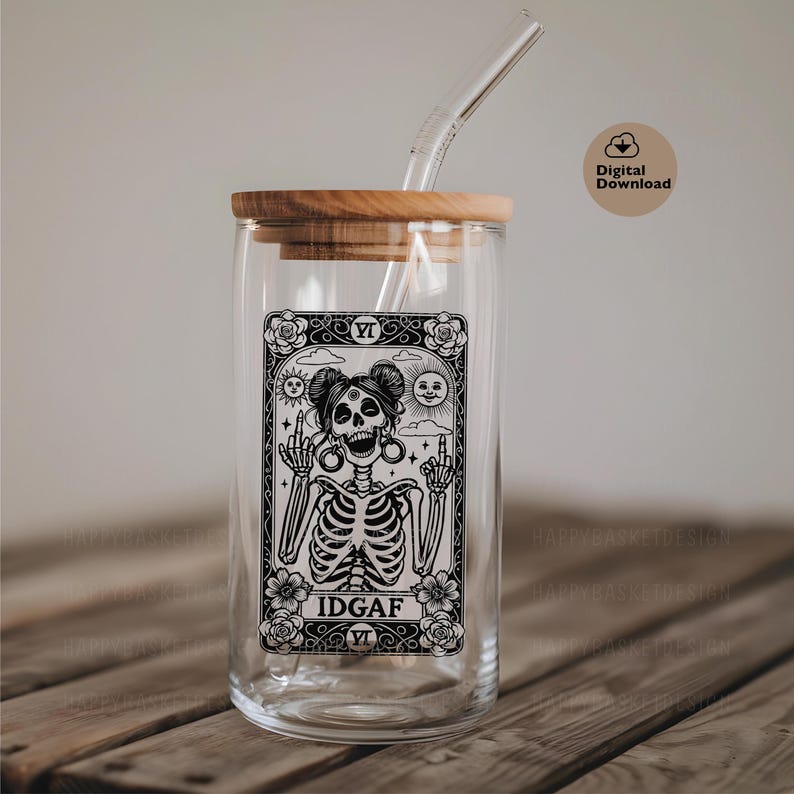 IDGAF Tarot Card SVG Png| Funny Tarot Card Png Svg | Skeleton Girls Svg ...