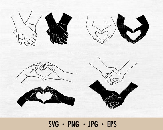 Couple Holding Hand SVG Cut File Hand Silhouette File for | Etsy