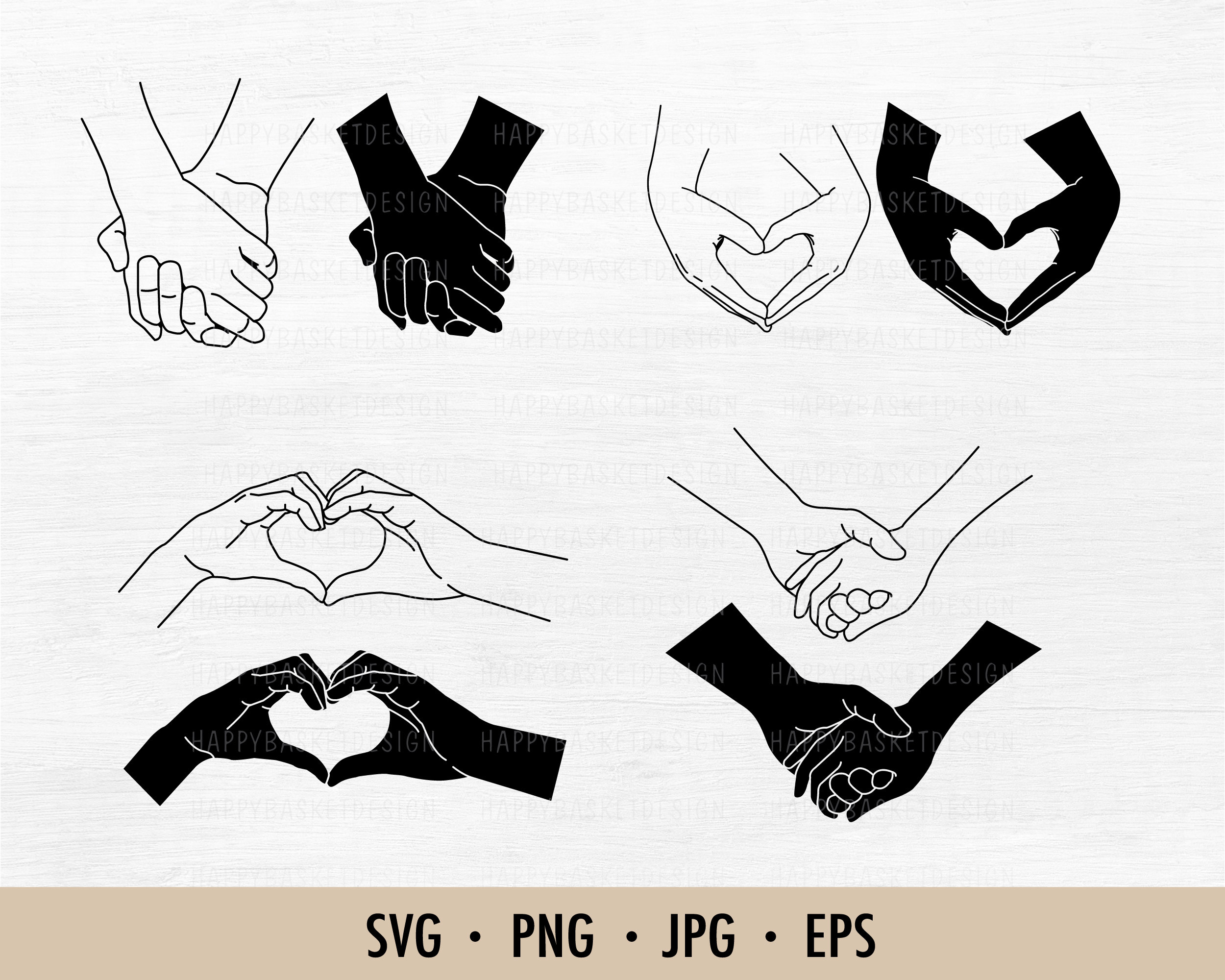 Couple Holding Hand SVG Cut File, Hand Silhouette File for Cricut ...