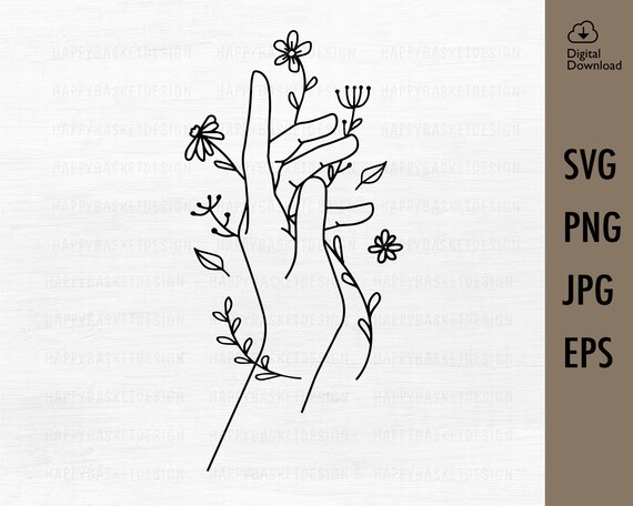Minimal Hand With Flower SVG Cut File Flower Gestures Hand - Etsy