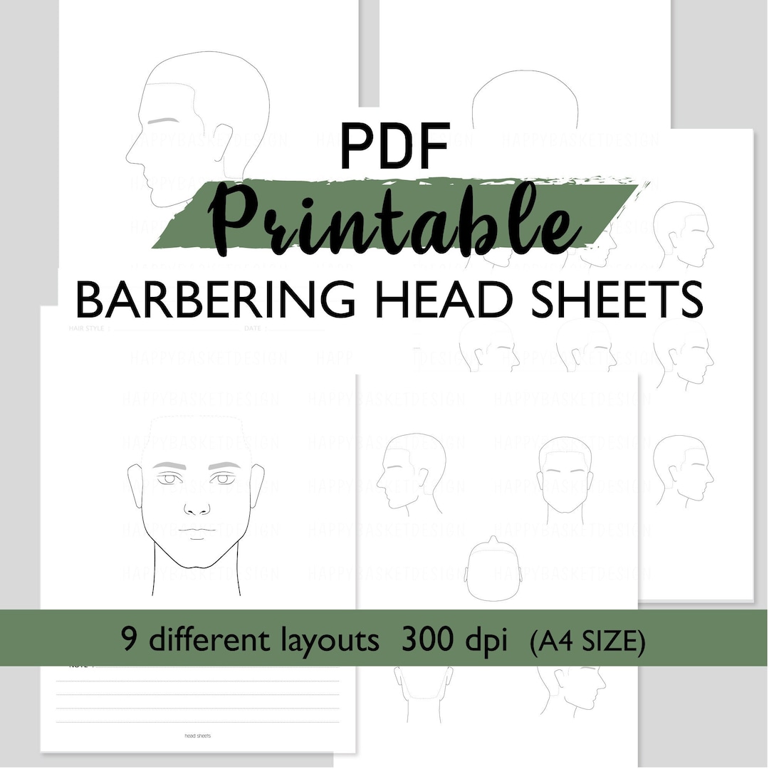 Barbering Head Sheets PDF Printable A4 Size Hairdressing Head Note - Etsy