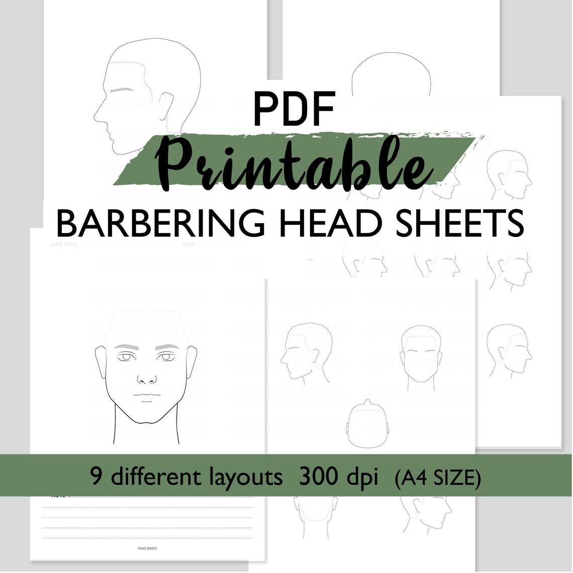 Barbering Head Sheets PDF Printable A4 Size Hairdressing Head Note - Etsy