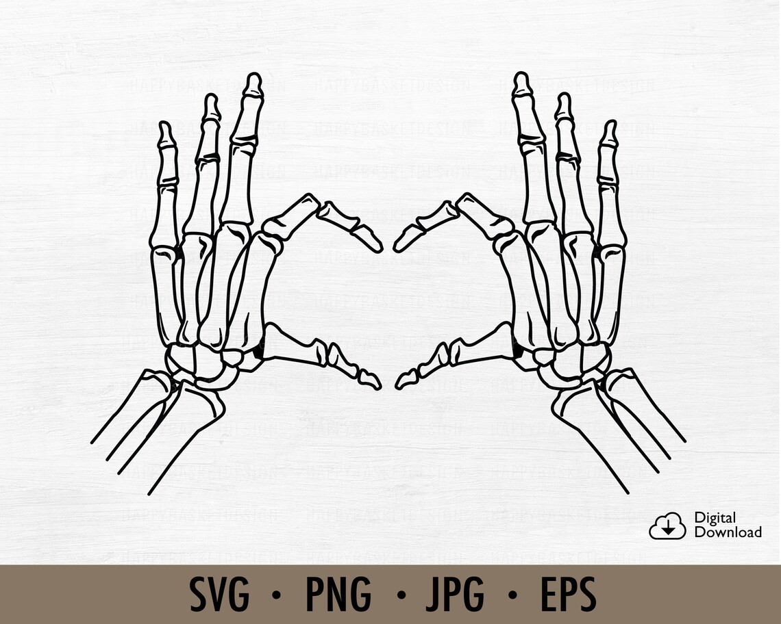 Skeleton Hand Heart Sign SVG Cut File Skeleton Gestures Hand - Etsy