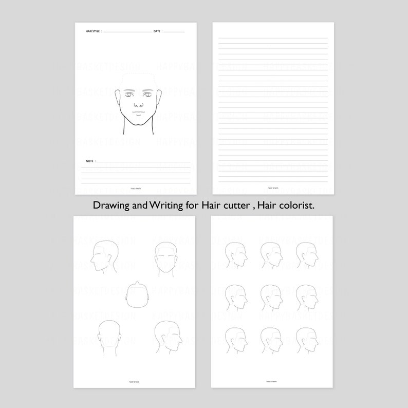 Barbering Head Sheets PDF Printable A4 Size Hairdressing Head Note - Etsy