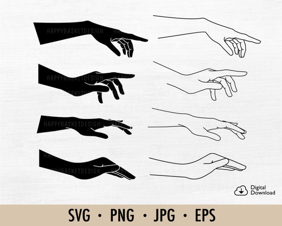 Gestures Hand Svg Bundle 4 Silhouette and Line Svg Cricut | Etsy