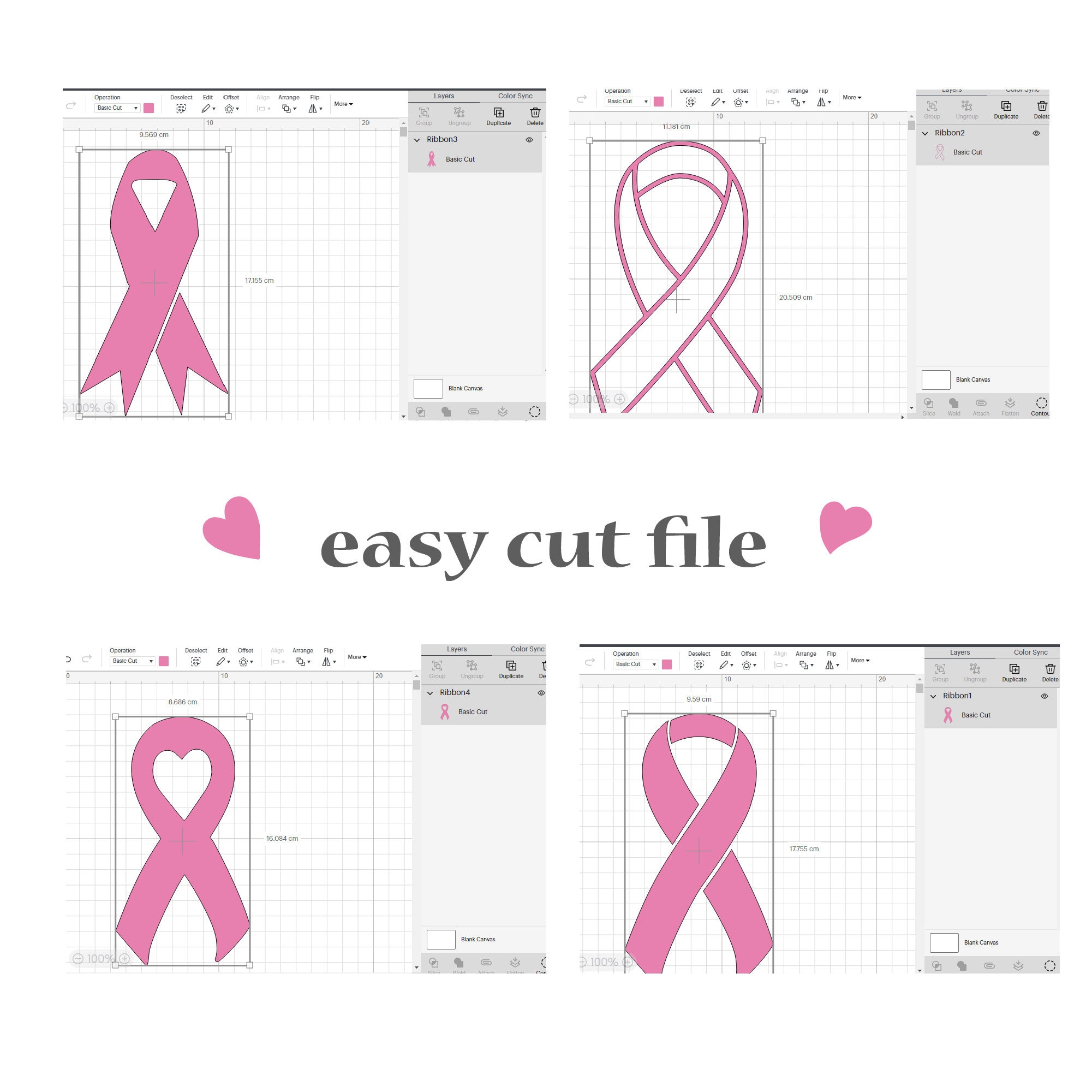 Pink Awareness Ribbon SVG Bundle, Cancer Ribbon Cut File, Commercial ...