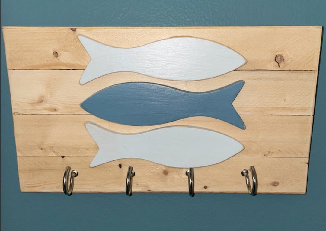 Wooden Nautical Fish Key Holder, Nautical Key Holder Wall Decor - Etsy