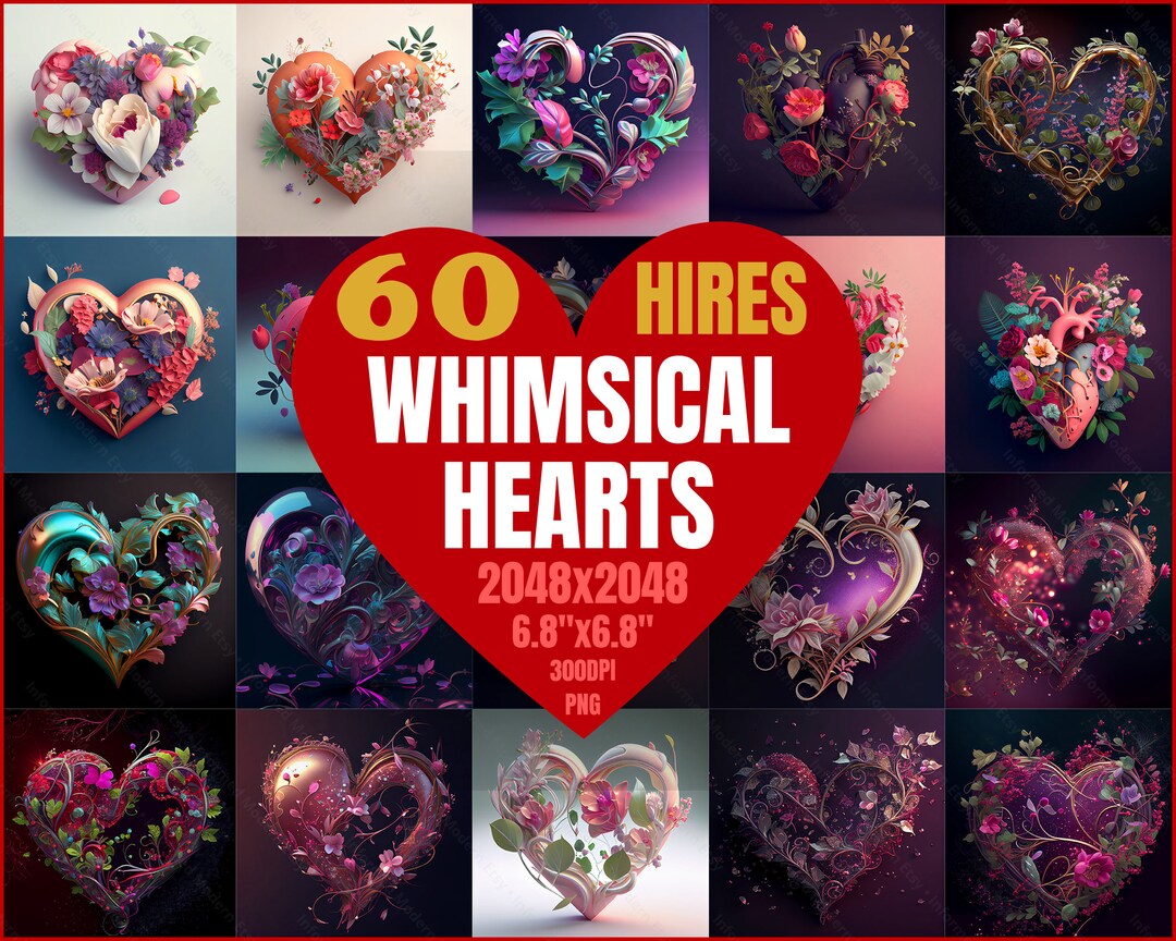 Whimsical Hearts SVG EPS JPG Image Files Bundle for - Etsy