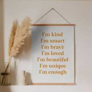 Affirmations for Kids, Yellow Motivational Print, I Am Loved Print ...