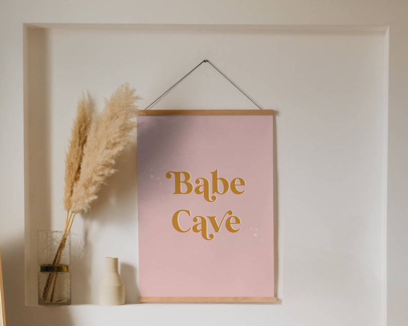 Babe Cave Print Pink Boho Quote Girl Bedroom Print Nursery - Etsy