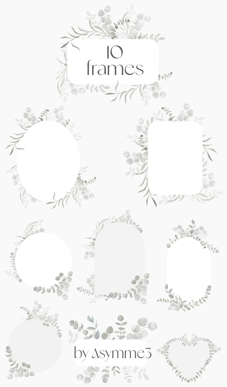 Eucalyptus Frame Clipart Sage Green Wreath Greenery Set Botanical ...