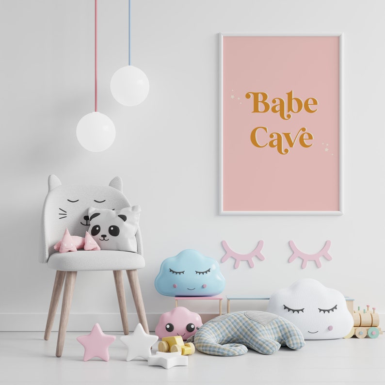 Babe Cave Print Pink Boho Quote Girl Bedroom Print Nursery - Etsy