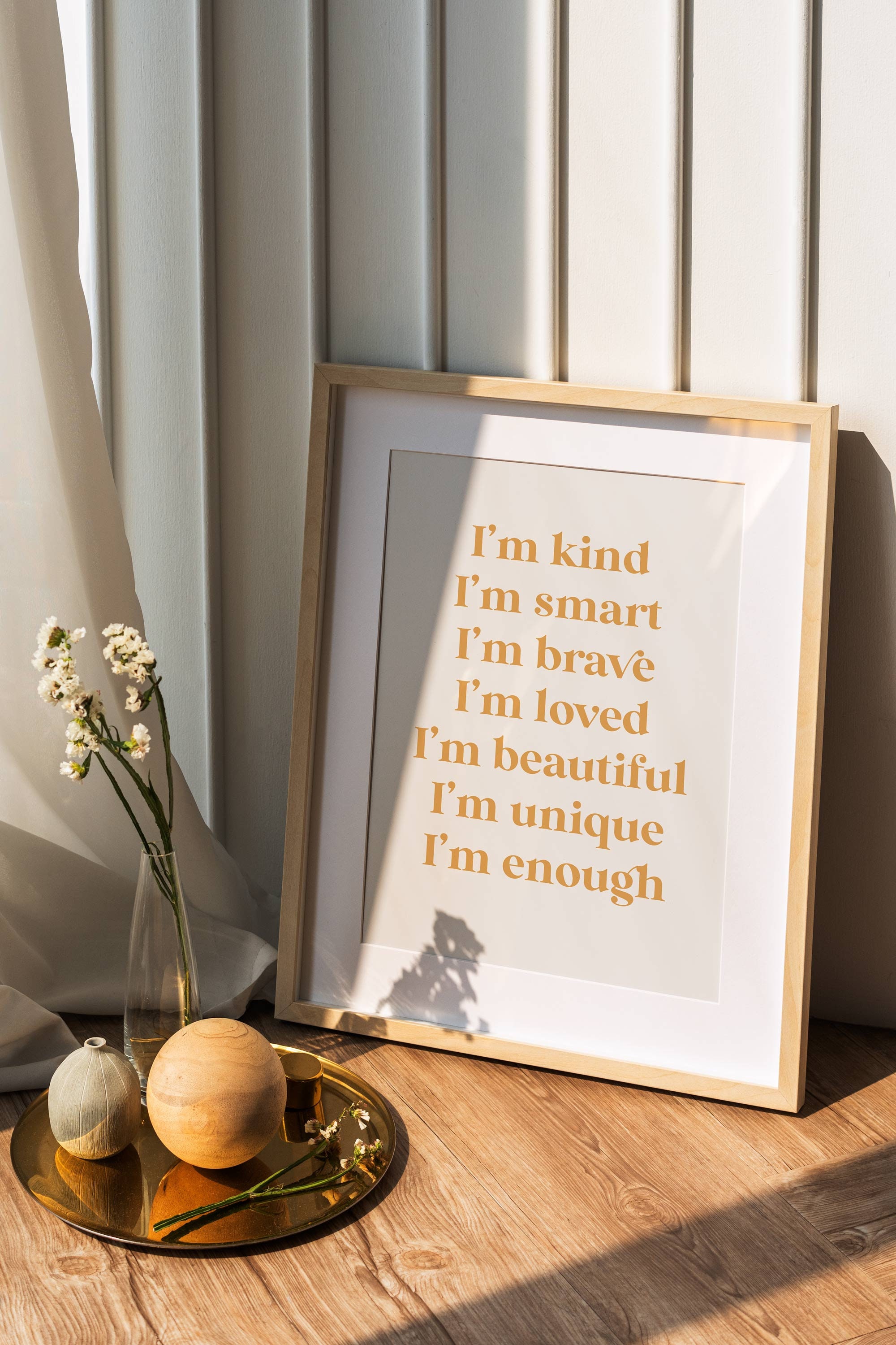 Affirmations for Kids, Yellow Motivational Print, I Am Loved Print ...