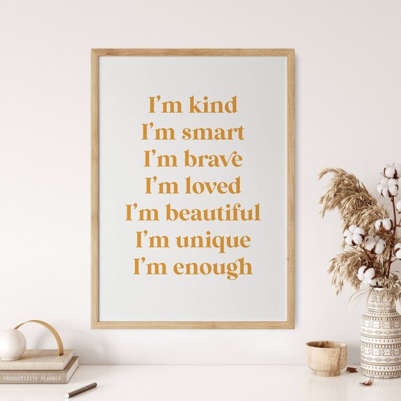 Affirmations for Kids Yellow Motivational Print I Am Loved - Etsy