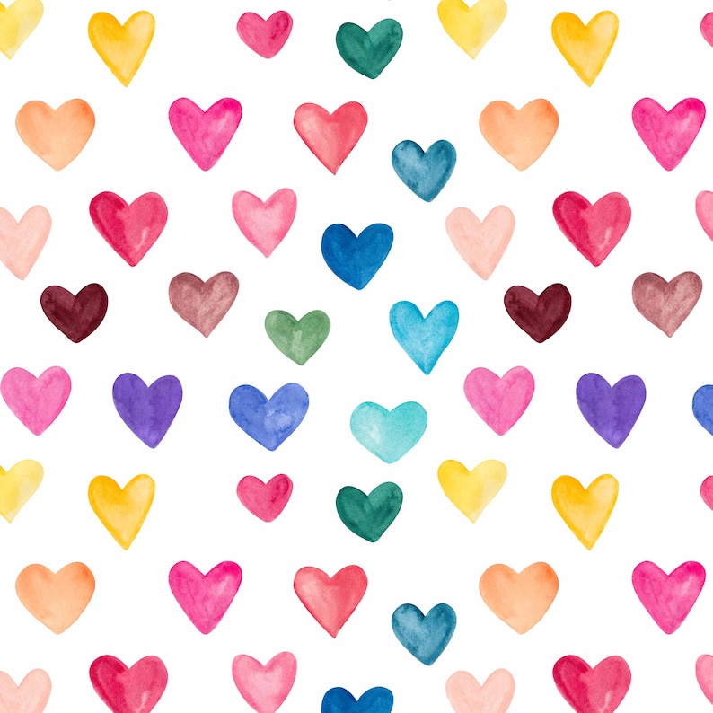 Watercolor Colorful Hearts Clipart Pastel Pink PNG Valentine's Day Red ...
