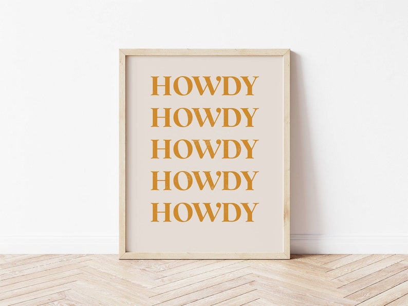 Howdy Quote Print Western Poster Warm Color Wall Art Boho - Etsy