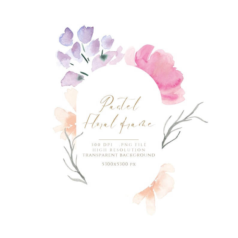 Watercolor Flower Frame Clipart, Pastel Pink, Floral Clipart ...