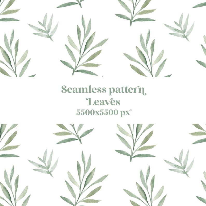 Watercolor Greenery, Sage Green Digital Paper, Watercolor Seamless ...